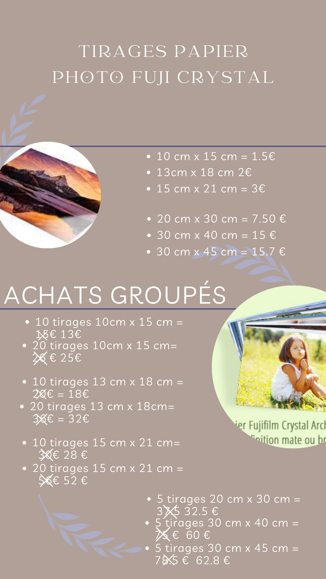 Tarifs produits photo | Virginie CHARRA Photographe